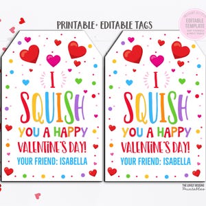 I Squish You Happy Valentine's Day Squishies Gift Tag Squeeze Squishee ...
