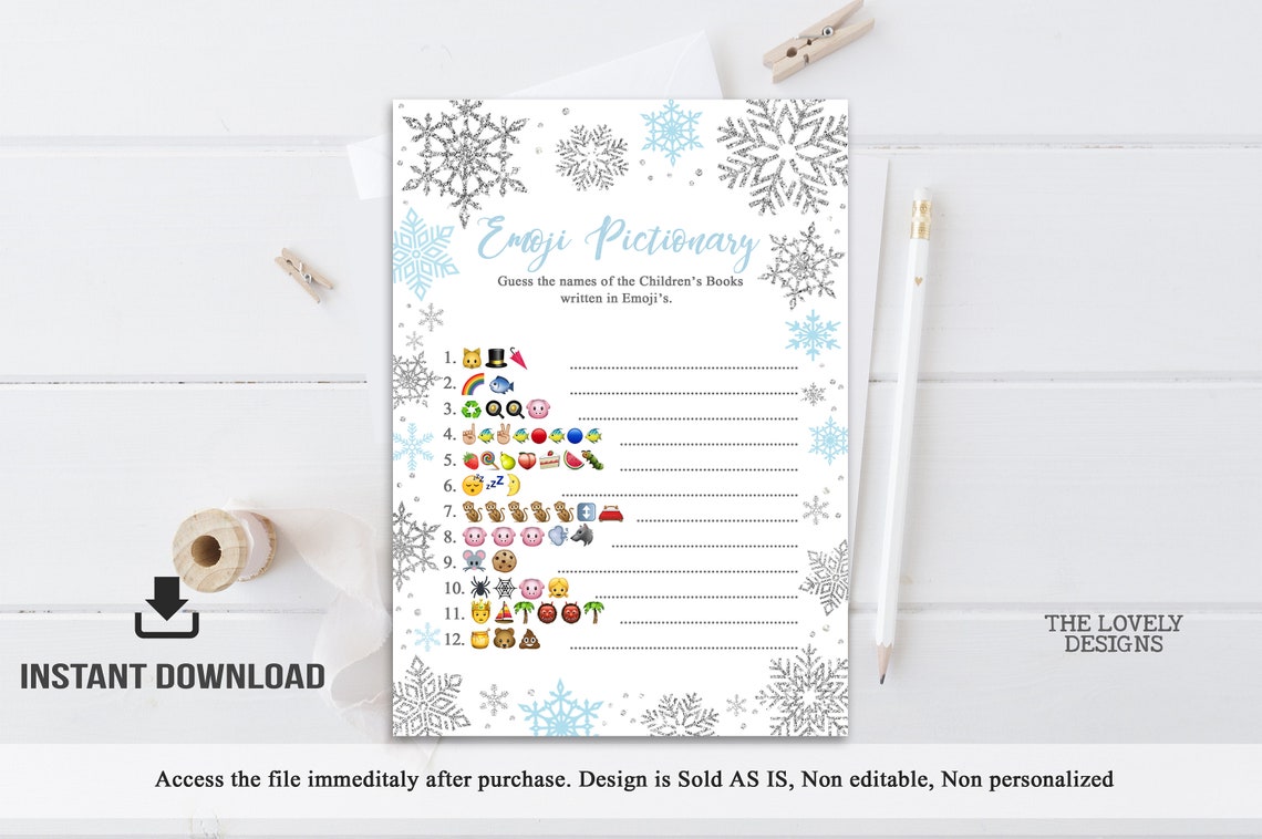 Winter Emoji Pictionary Game Children's Books Emoji Game | Etsy
