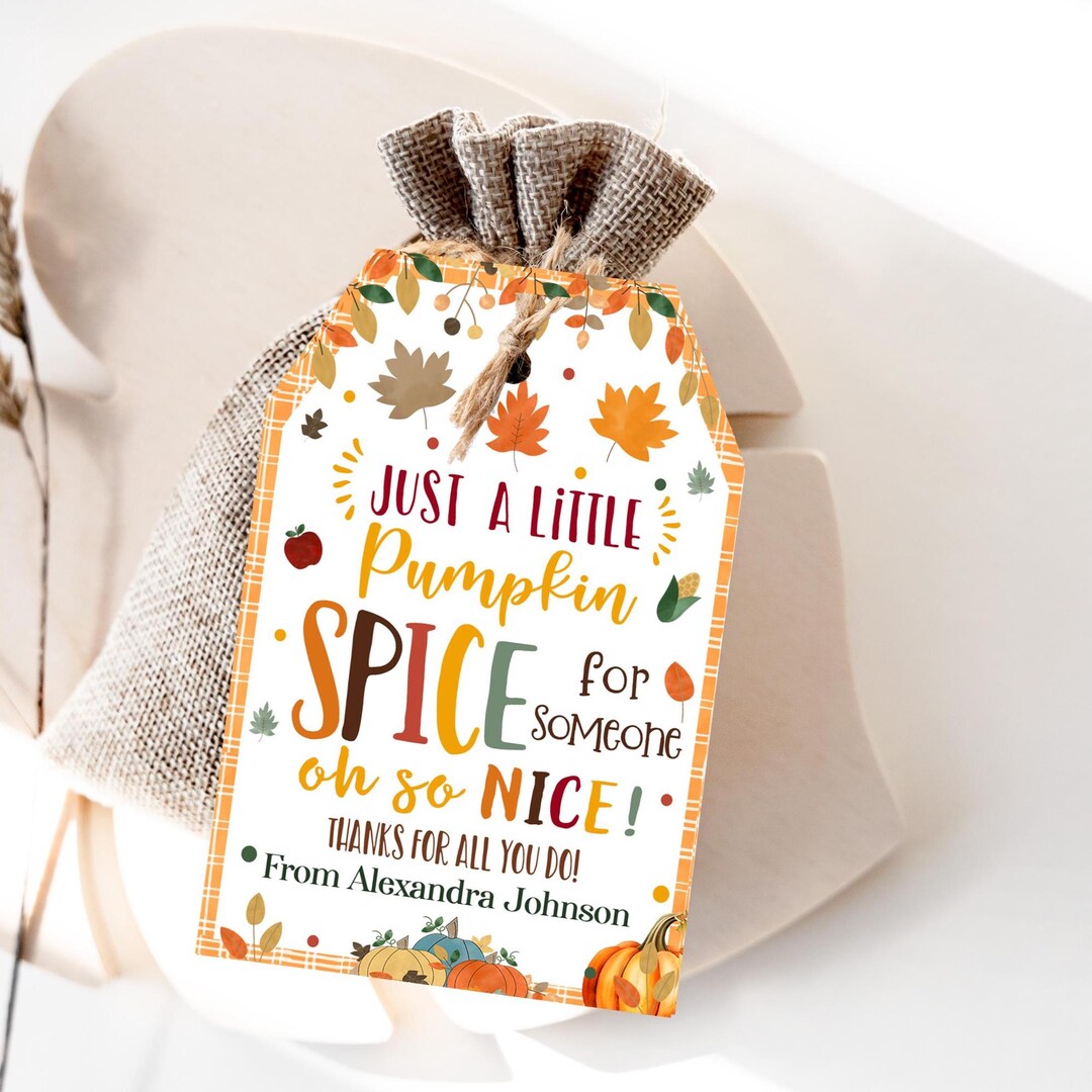 Pumpkin Spice for Someone Nice Pumpkin Fall Gift Tag Homemade Pumpkin ...