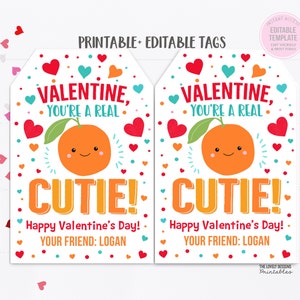 You're a Cutie Valentine's Day Tags Clementine Tangerine Cutie Tags ...