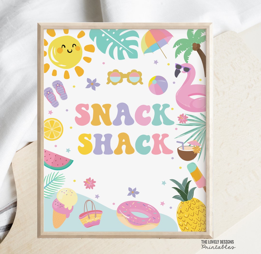 Pool Splash Snack Shack Sign Pool Party Splish Splash Girl Tropical ...