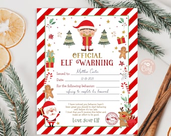 Christmas Elf Warning Letter Printable - Etsy