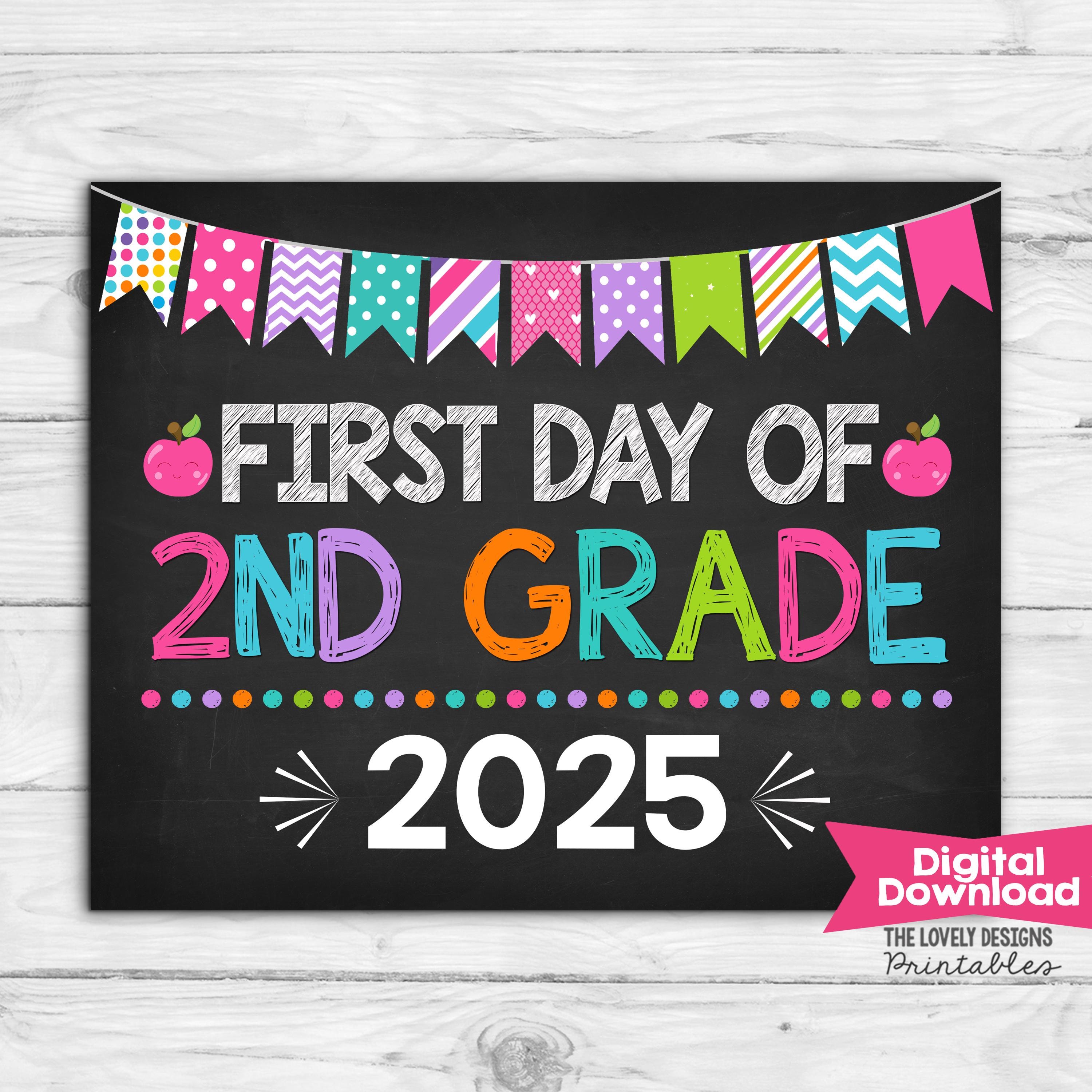 Girl First Day of 2nd Grade Sign INSTANT DOWNLOAD Photo Prop First Day ...