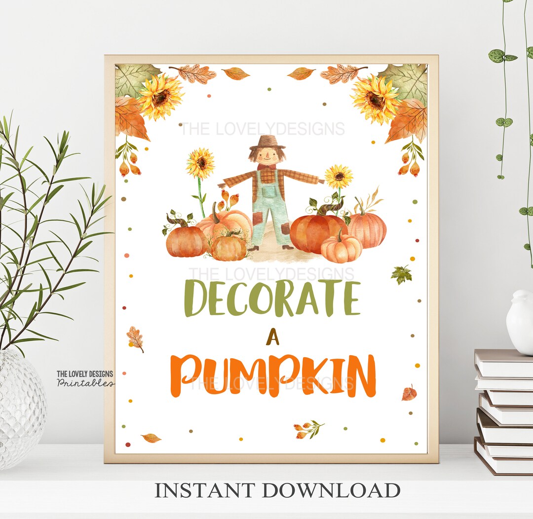 Decorate a Pumpkin Table Sign Pumpkin Patch Party Fall Table Sign ...