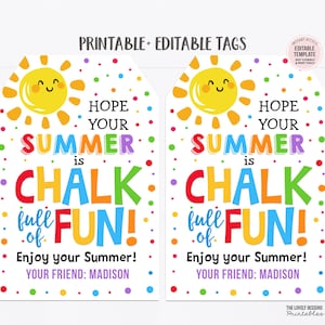 Chalk Full of Fun Tags Summer Gift End of School Year Favor Classroom ...