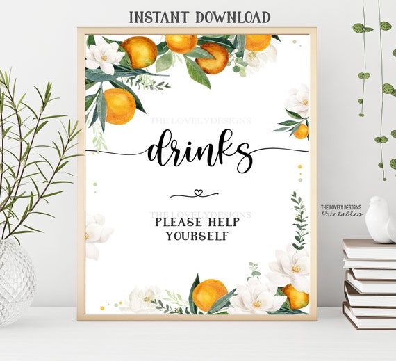 Orange Drinks Please Help Yourself Sign Little Cutie Baby | Etsy