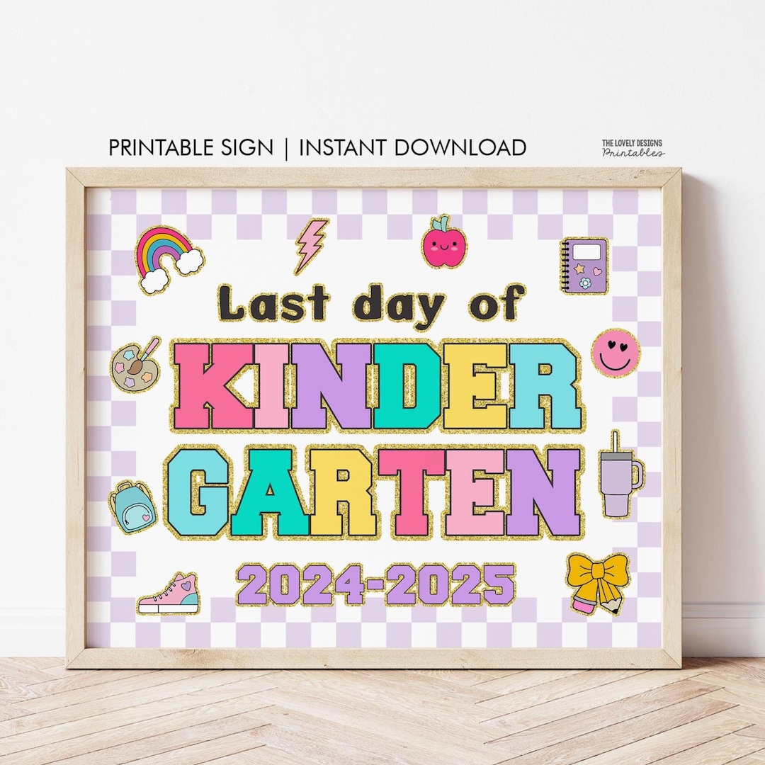 First Day of Kindergarten Sign Printable Back to School Sign Poster ...