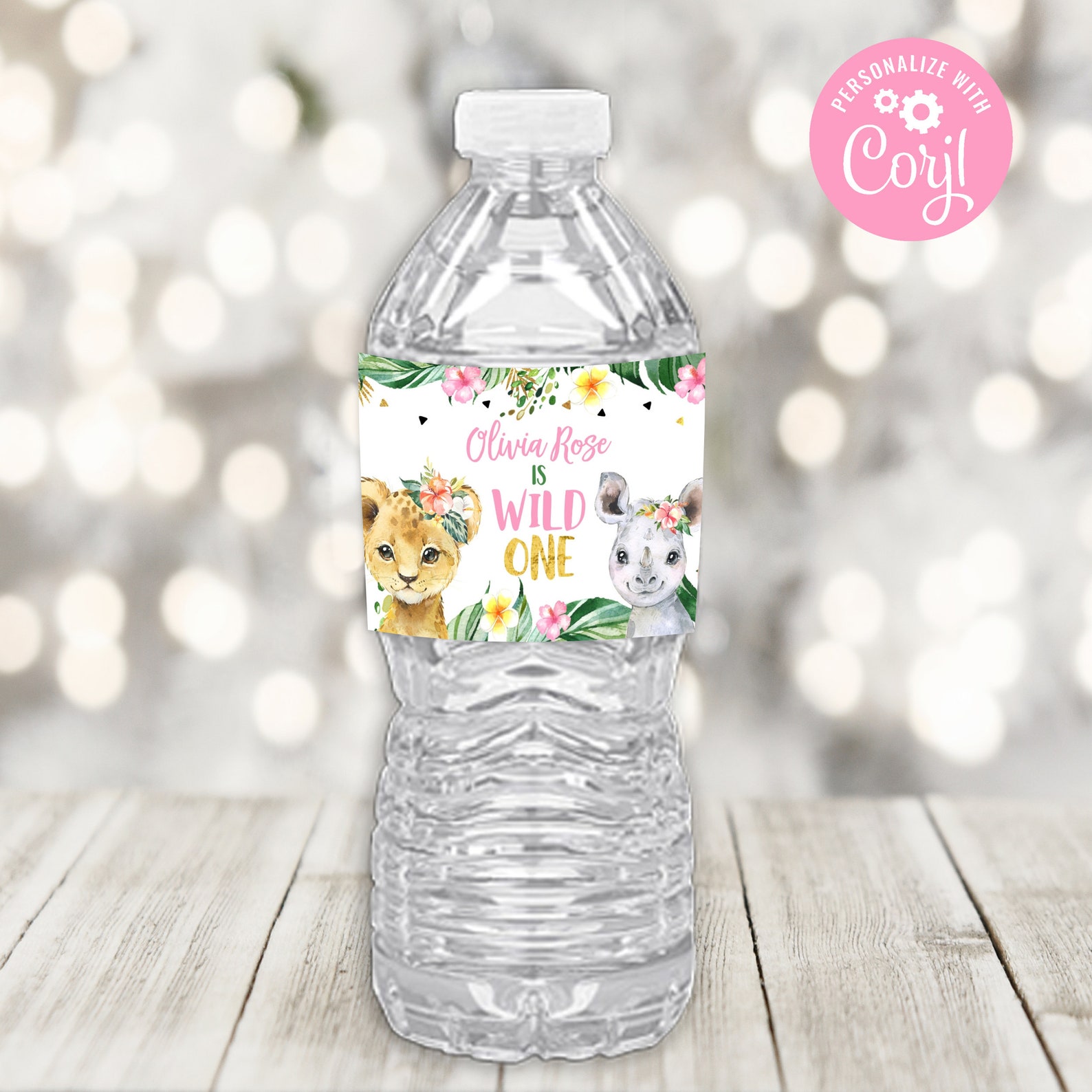 Wild ONE Water Bottle Label Editable Jungle Girl Birthday | Etsy