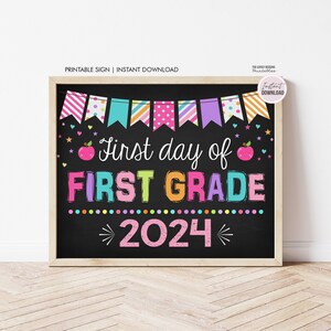 Girl First Day of First Grade Sign, First Day of 1st Grade Sign ...