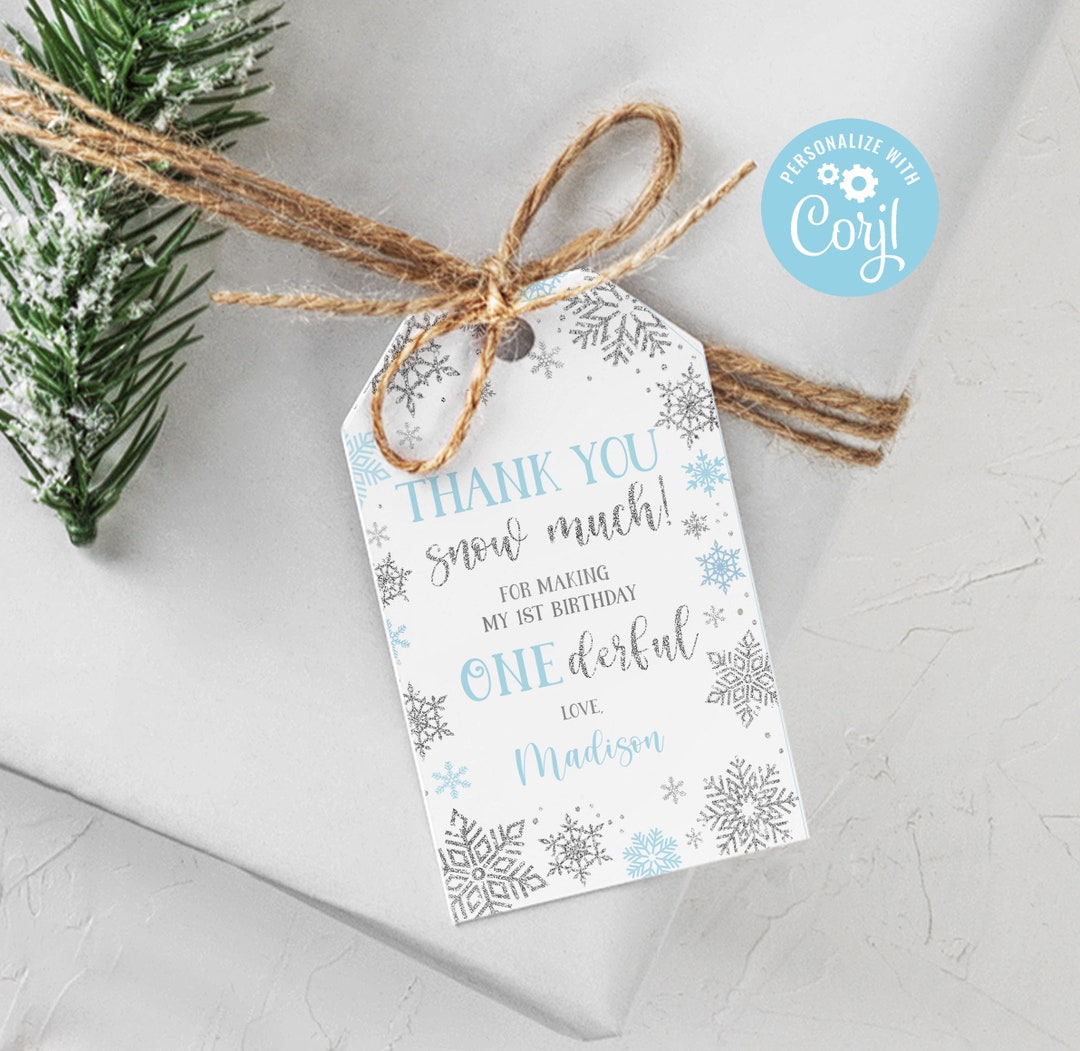 Editable Winter Onederland Favor Tags Winter Birthday Gift Tags ...