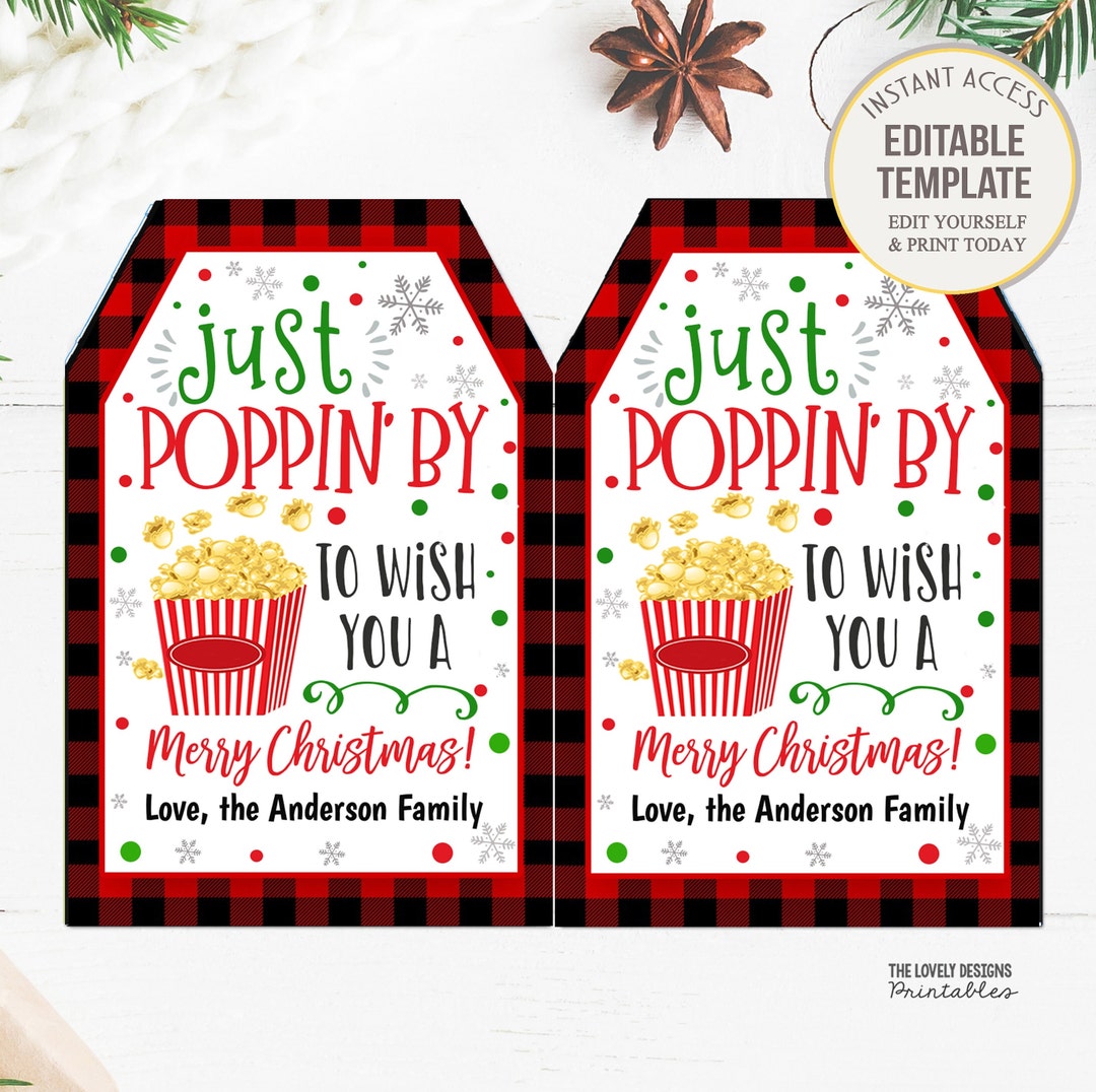 Holidays Popcorn Gift Tag Secret Santa Office Staff Teacher Gift ...