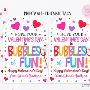 Bubbles Gift Tag, Valentine's Day is Bubbles of Fun Bubbles Tag Kids ...