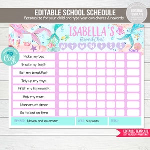 Editable Mermaid Reward Chart Mermaid Tails Reward Kids Mermaids ...