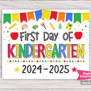 First Day of Kindergarten Sign Printable Back to School Sign Poster ...