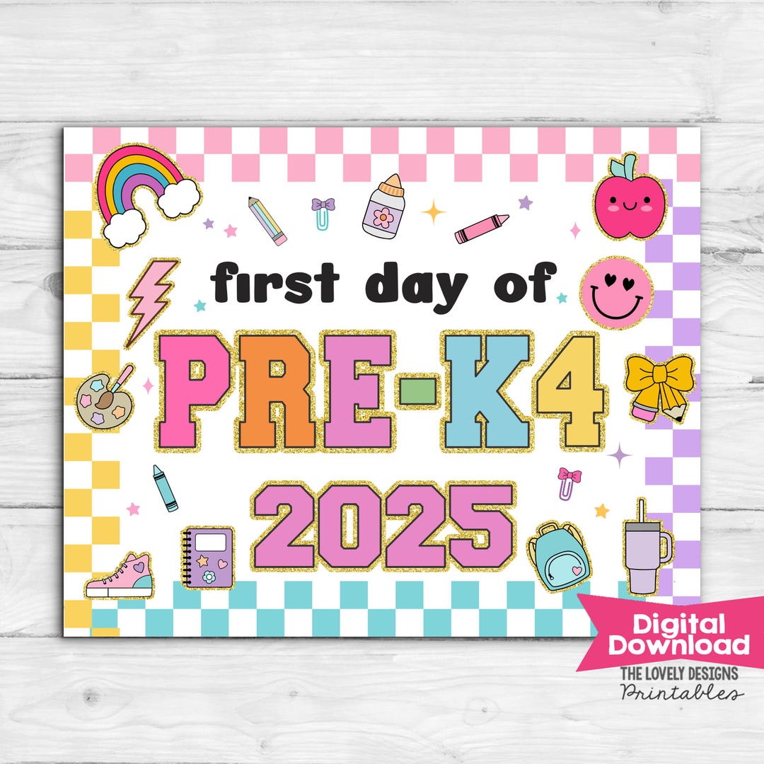 First Day of Pre-k4 Sign: Chalkboard Printable (digital Download) - Etsy
