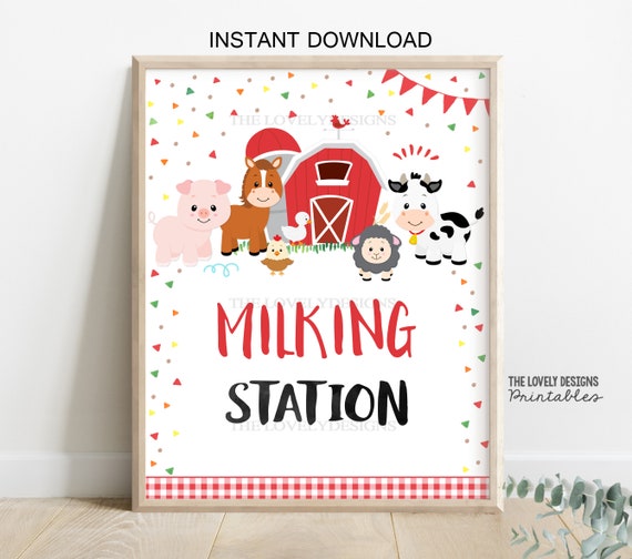 Farm Milking Station Sign Farm Birthday Sign Farm Animals - Etsy