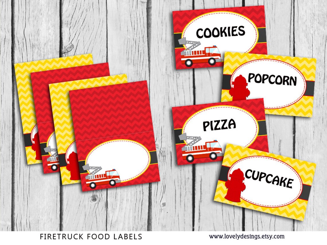 Fire Truck Food Tent Labels EDITABLE Template, Firefighter Party ...