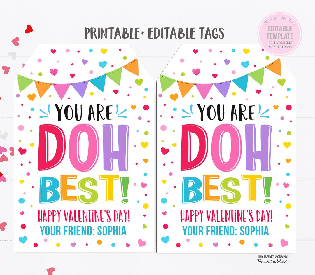 Play Dough Valentine Tag, Playdoh Valentine You Are DOH Best Tag ...
