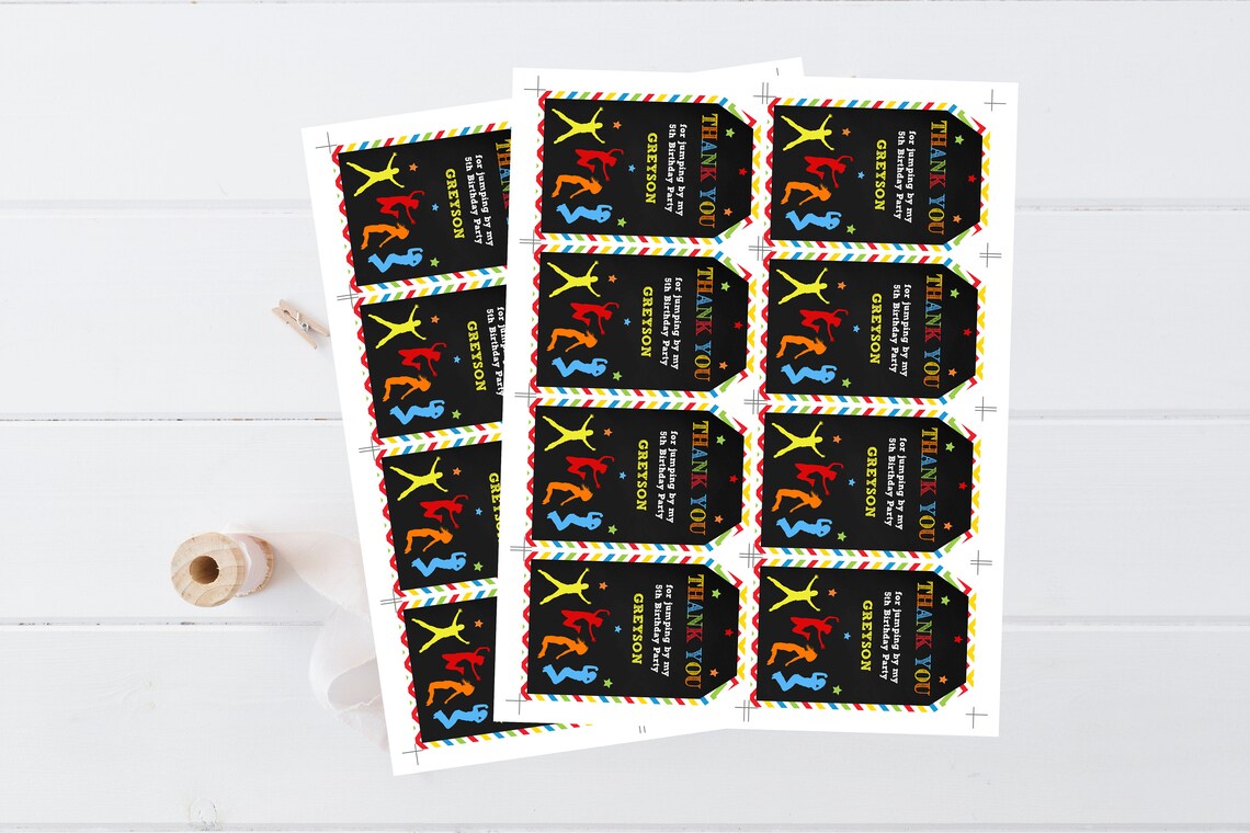 EDITABLE Jump Favor Tags Jump Trampoline Gift Tag Bounce House - Etsy