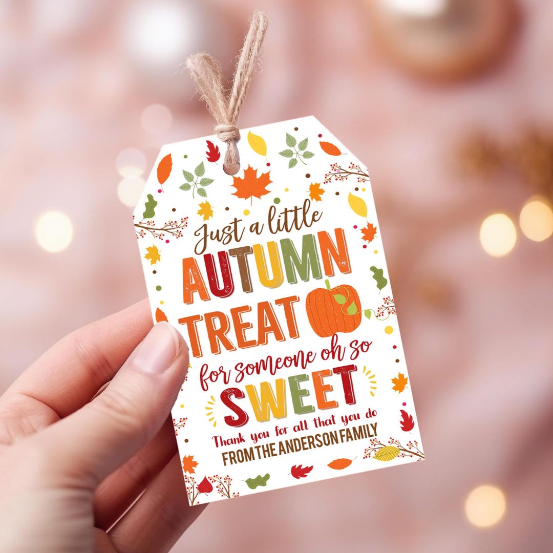 Thanksgiving Autumn Treat Thank You Gift Tag Fall Appreciation Gift ...
