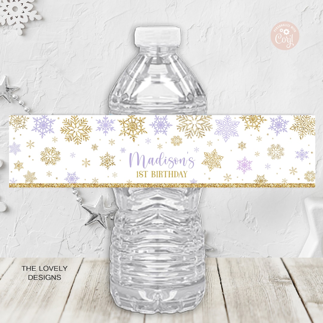 EDITABLE Winter Bottle Label Winter Birthday Party Label Winter ...