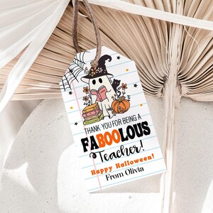 Faboolous Teacher Halloween Gift Tag Template, Printable Ghost Teacher ...