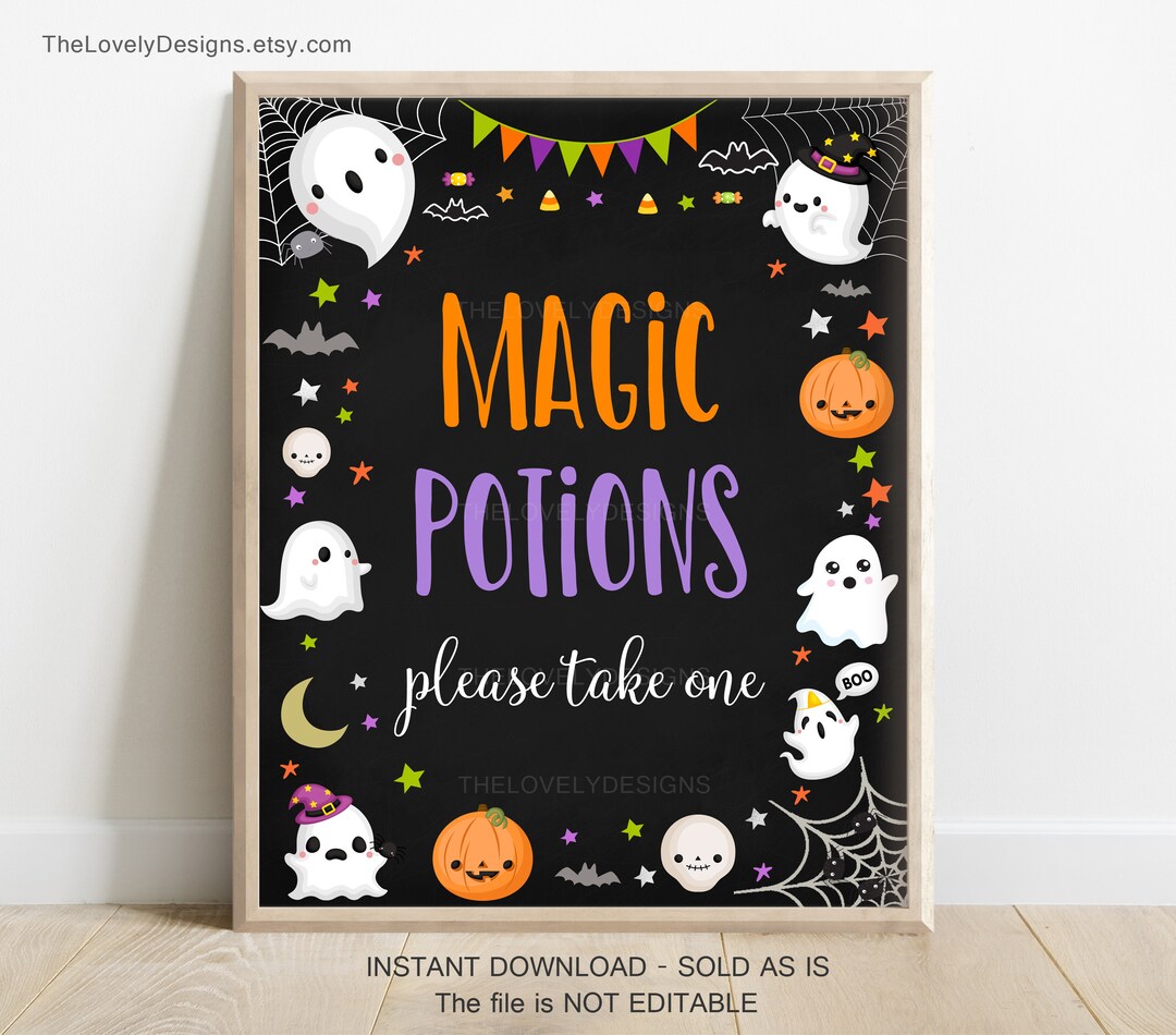 Halloween Magic Potions Take One Sign Halloween Chalkboard Sign Spooky ...