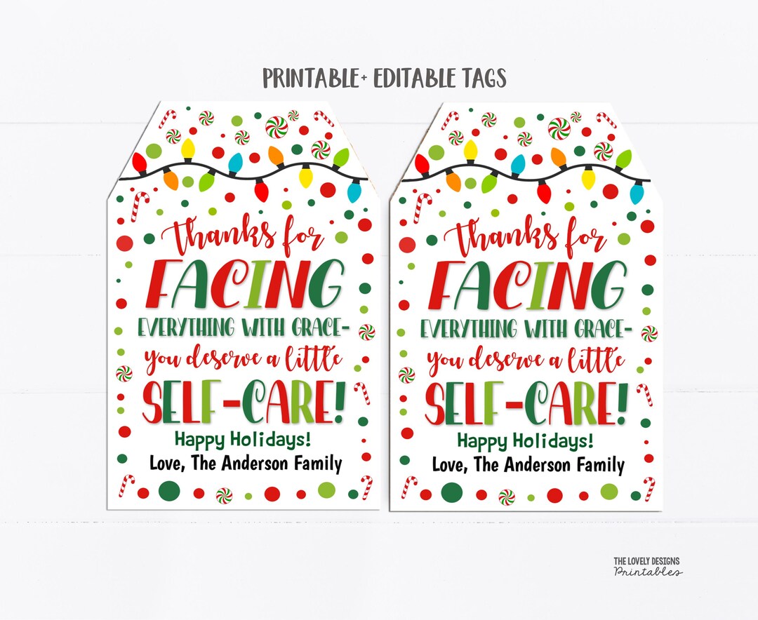 Self-care Holiday Season Gift Tag Christmas Co-worker Teacher Staff ...