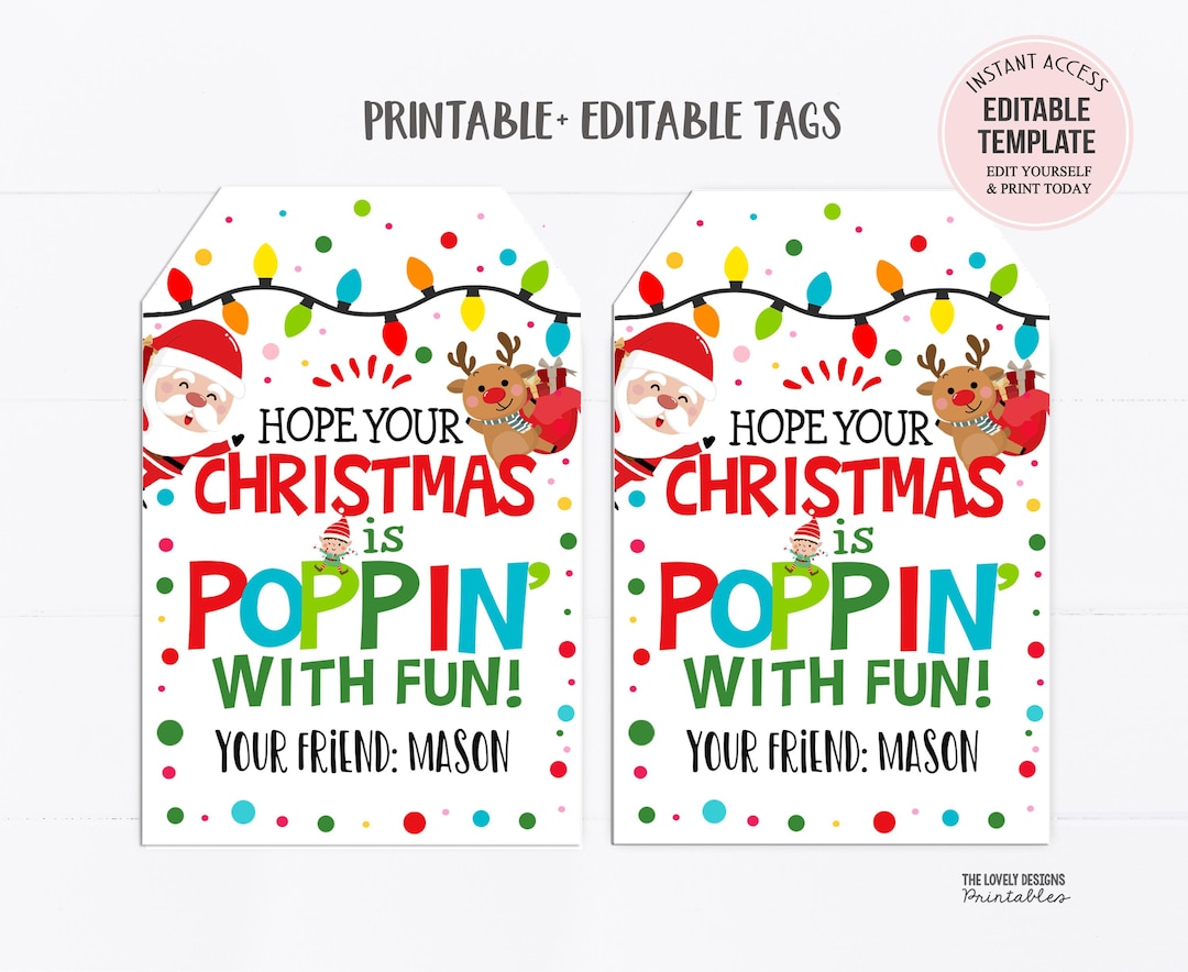 Christmas Pop Gift Tag Pop It Poppin With Fun Tag Fidget Toys Popcorn ...