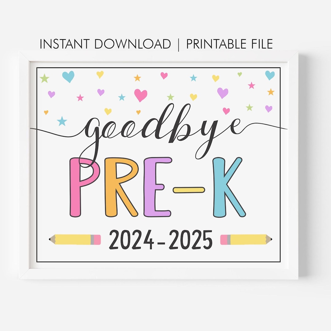 Girl Last Day of PRE-K INSTANT DOWNLOAD Photo Prop Last Day of School ...