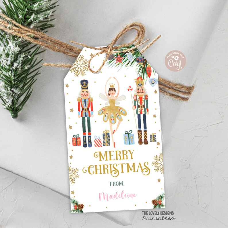 Editable Nutcracker Favor Tag Nutcracker Gift Tag Sugar Plum Fairy Pink ...