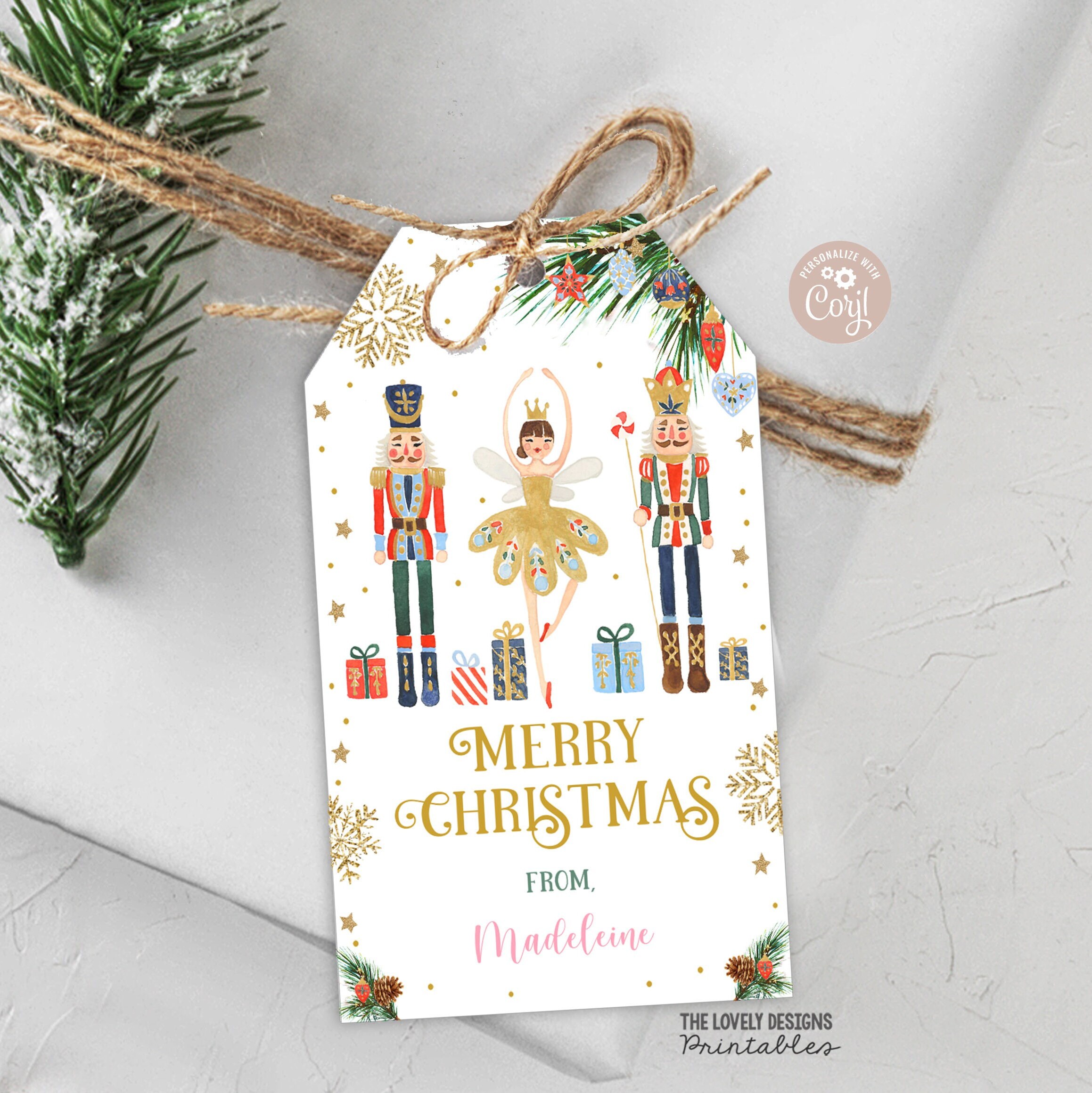 Editable Nutcracker Favor Tag Nutcracker Gift Tag Sugar Plum Fairy Pink ...