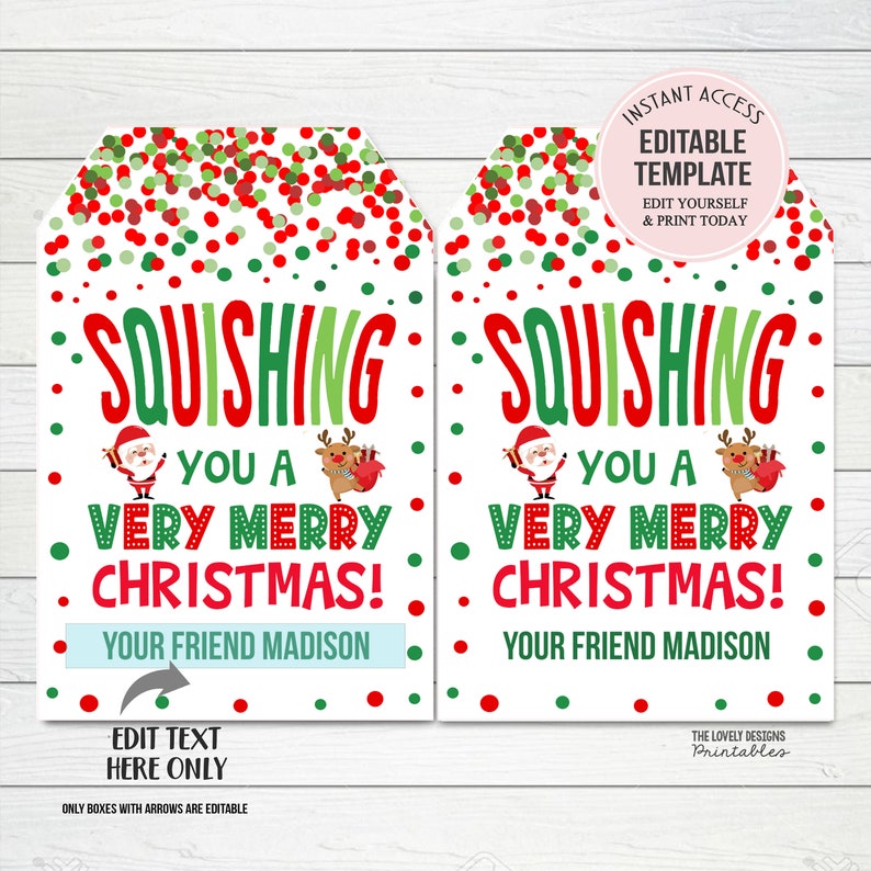 Christmas Squishies Gift Tag Squishing You a Merry Christmas Tag ...