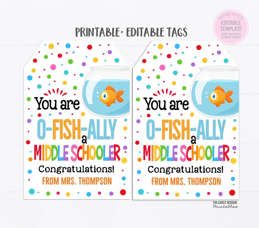 You Are O-fish-ally a Middle Schooler Tag O Fish Ally 5th Grade 6th ...