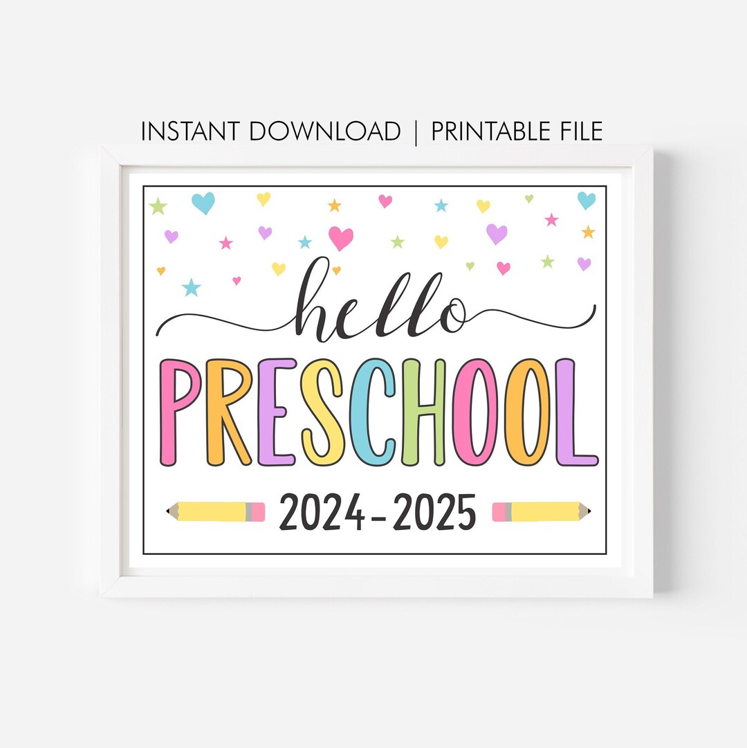 Girl First Day of PRESCHOOL Sign INSTANT DOWNLOAD Photo Prop Printable ...
