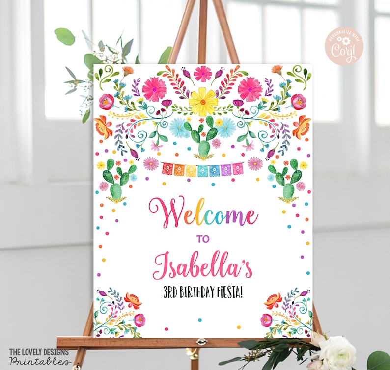 EDITABLE Fiesta Welcome Sign Fiesta Birthday Party Sign Fiesta Mexican ...