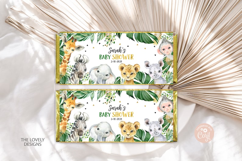EDITABLE Jungle Candy Bar Wrappers Jungle Baby Shower Jungle Boy Party ...