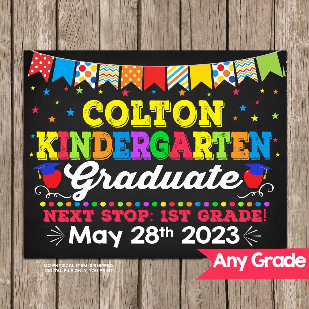 Kindergarten Graduation Chalkboard Sign Printable, Pre K Graduation ...