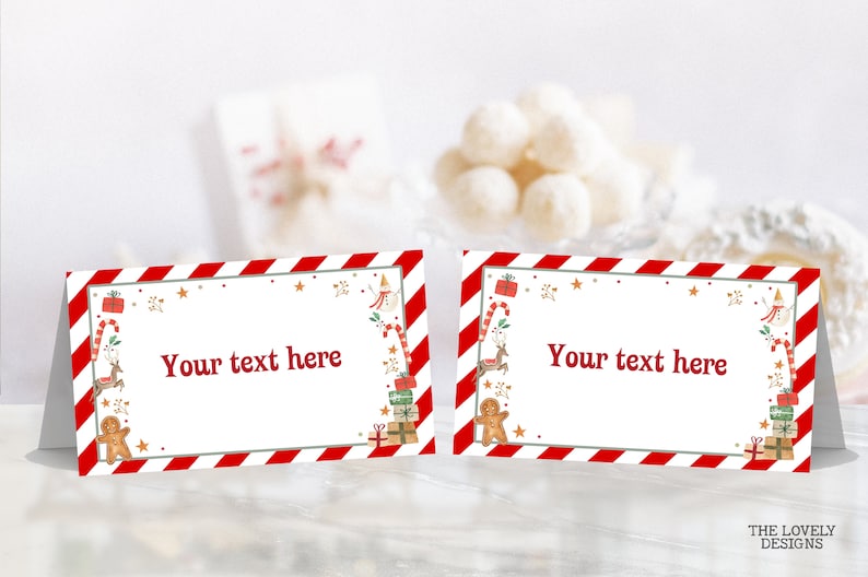 EDITABLE Christmas Place Cards Template Holiday Name Card - Etsy