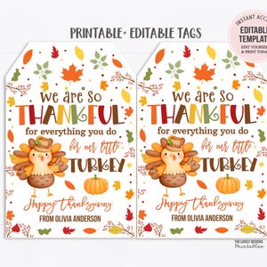 Little Turkey Teacher Appreciation Printable Tag Thanksgiving Gift Tag ...