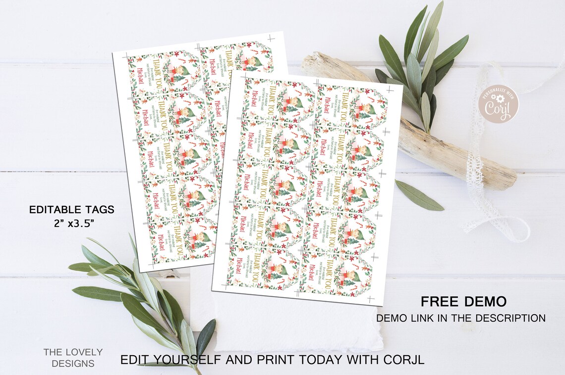 EDITABLE Elf Favor Tag Christmas Winter Elf Boy Birthday Gift - Etsy