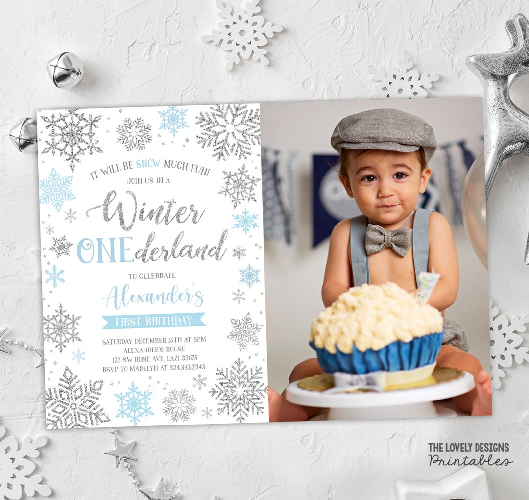 EDITABLE Winter Onederland Invitation Winter 1st Birthday With Photo ...