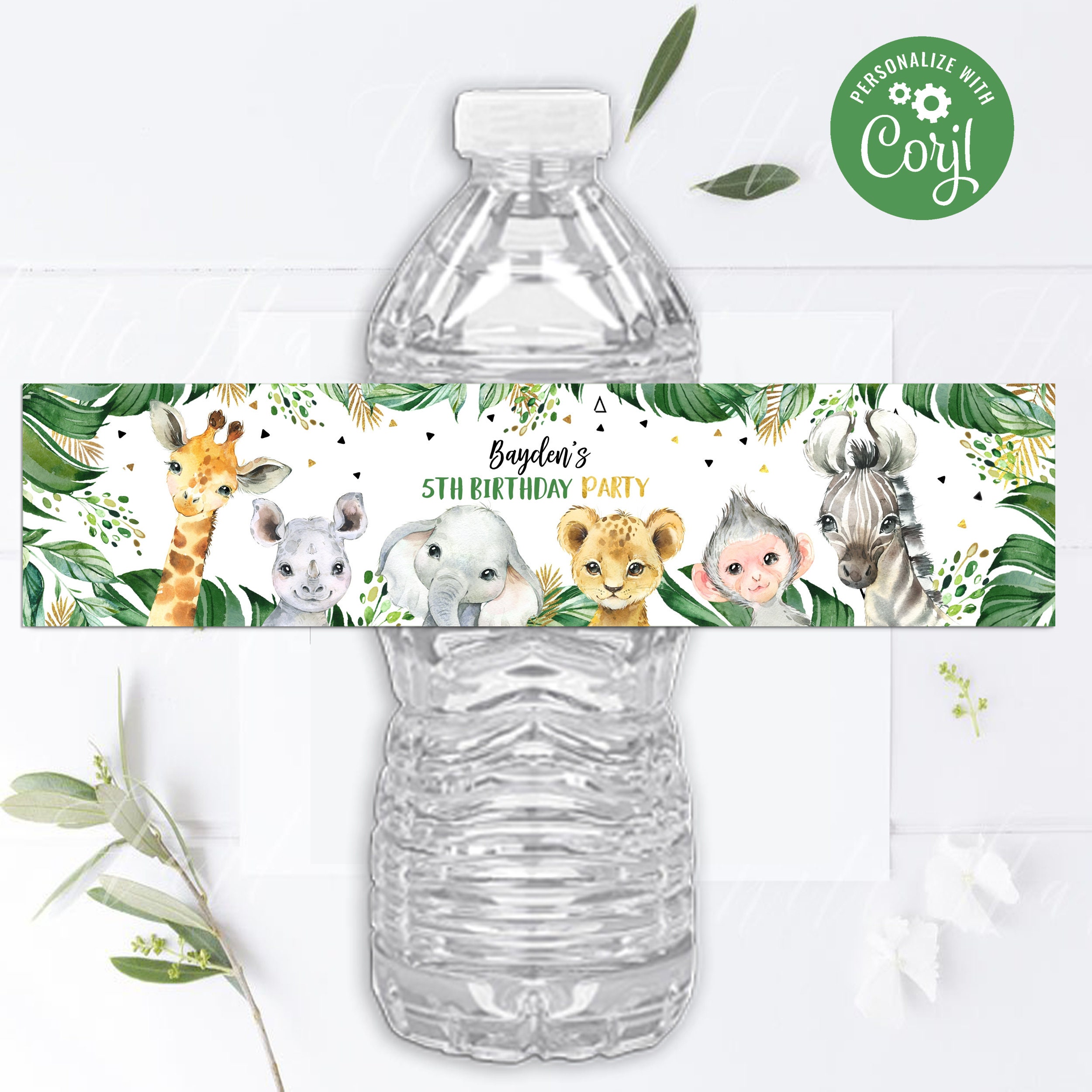 EDITABLE Jungle Water Bottle Label Jungle Birthday Party Jungle Boy ...