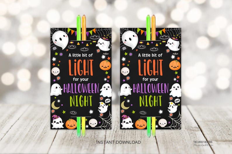 Glow Stick Halloween A Little Light for Halloween Night Card Printable ...