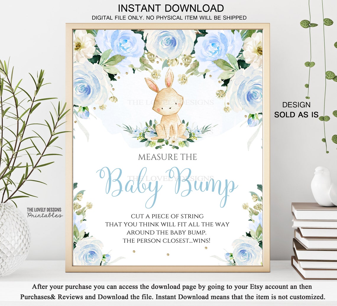 Boy Bunny Measure the Baby Bump Sign Bunny Baby Shower How Big is Mommy ...