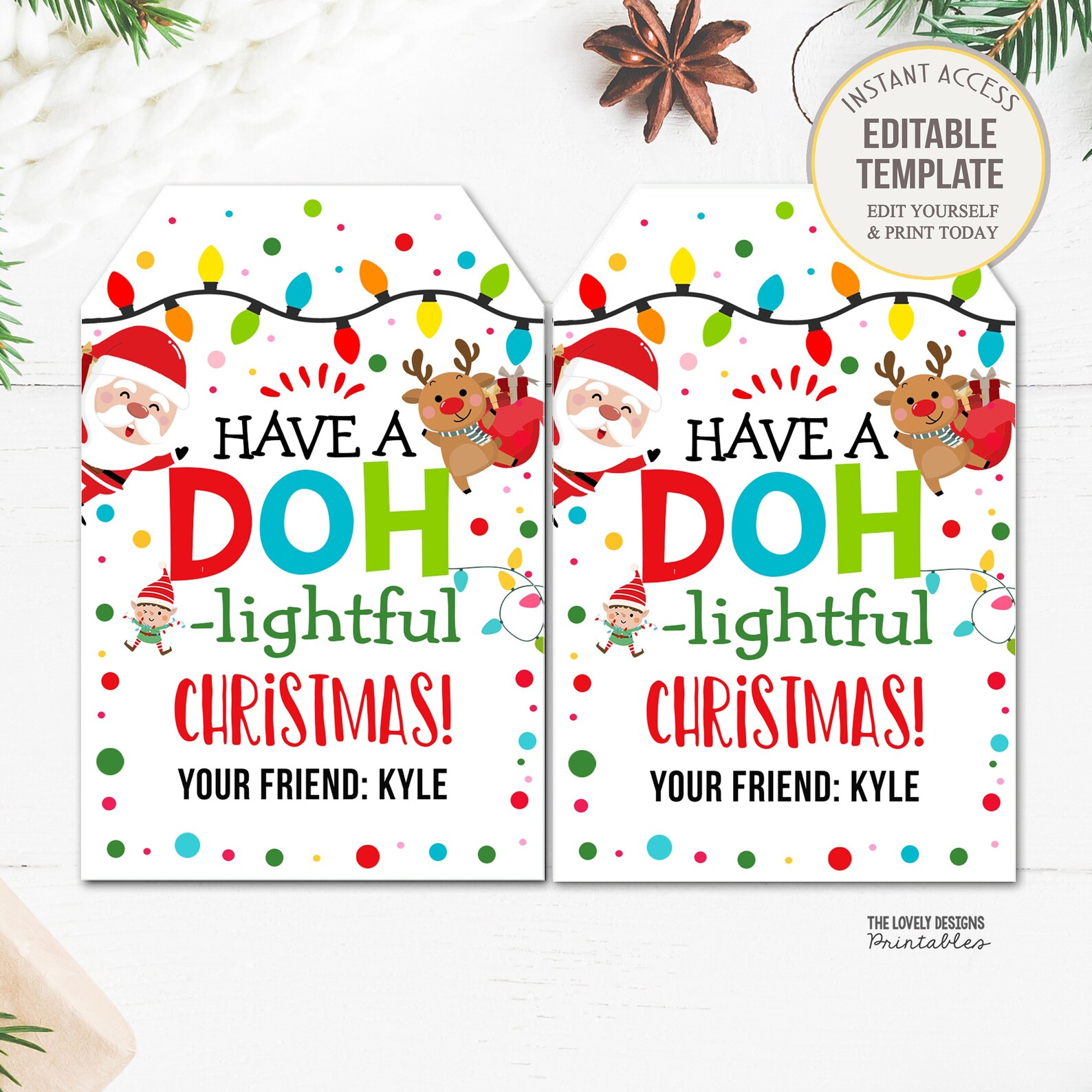Christmas Gift Tags, Have a Dough-lightful Christmas Printable Holiday ...