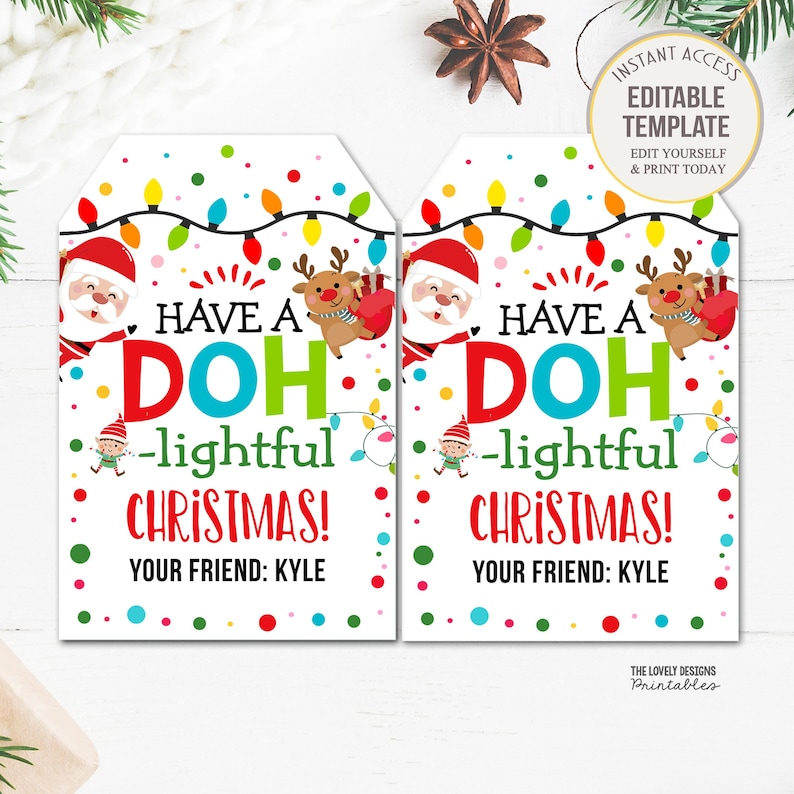 Christmas Gift Tags, Have a Dough-lightful Christmas Printable Holiday ...
