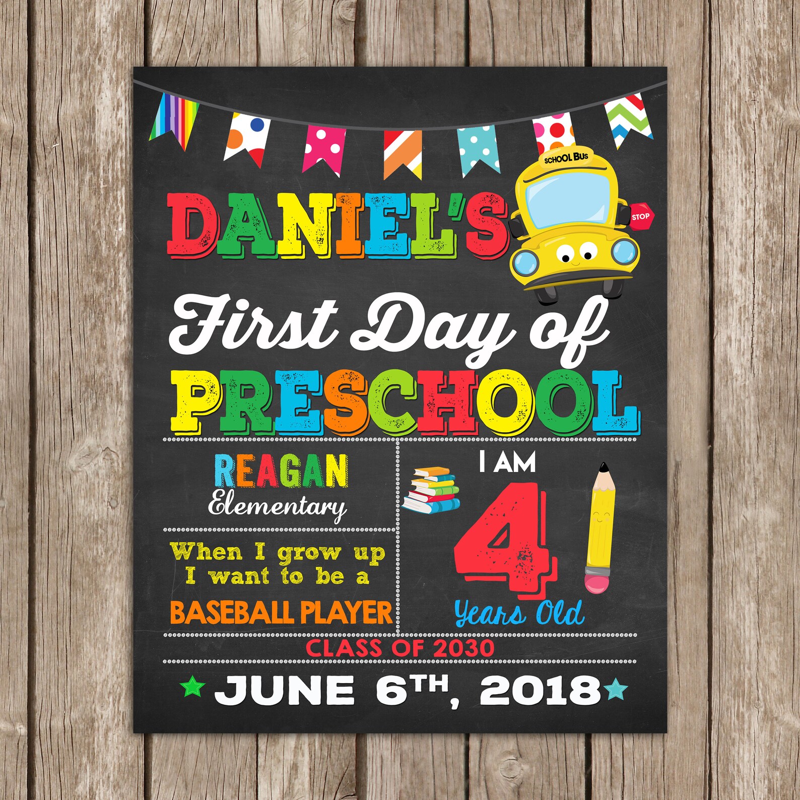 First Day of School Chalkboard ANY GRADE First Day of | Etsy