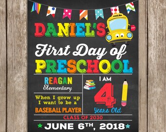 Editable Printable First Day Back to School Sign, Reusable Poster ...