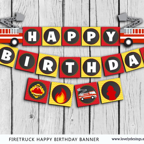 Fire Truck Banner - Etsy